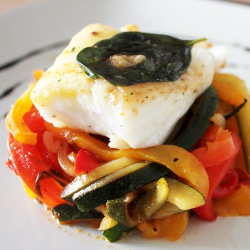 Recipe for Cod Fillet with Basil and Vegetables — Eatwell101