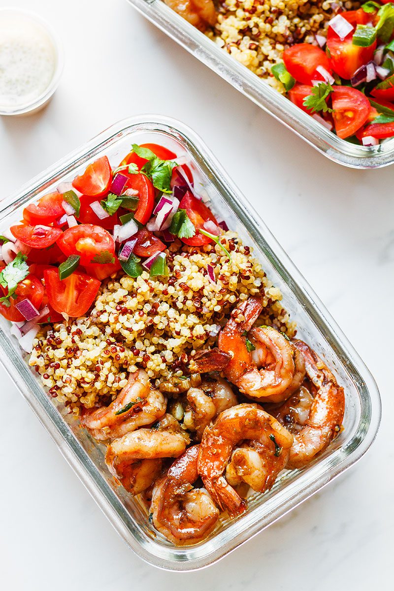 Shrimp Meal Prep Recipe With Quinoa And Tomato Salsa — Eatwell101