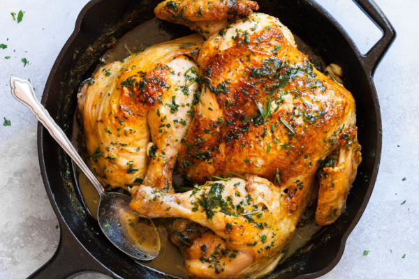 Roasted Lemon Garlic Butter SpatchCock Chicken Recipe | Eatwell101