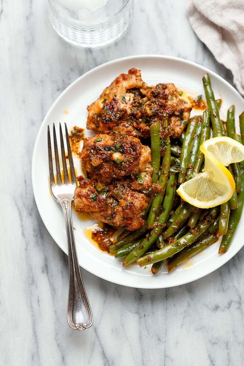 Lemon Garlic Butter Chicken Recipe With Green Beans One Skillet Chicken Thighs — Eatwell101