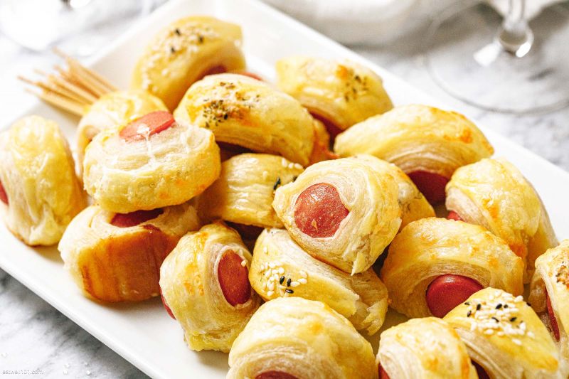 Puff Pastry Pigs in a Blanket – Sausage Puff Pastry Appetizers Recipe ...