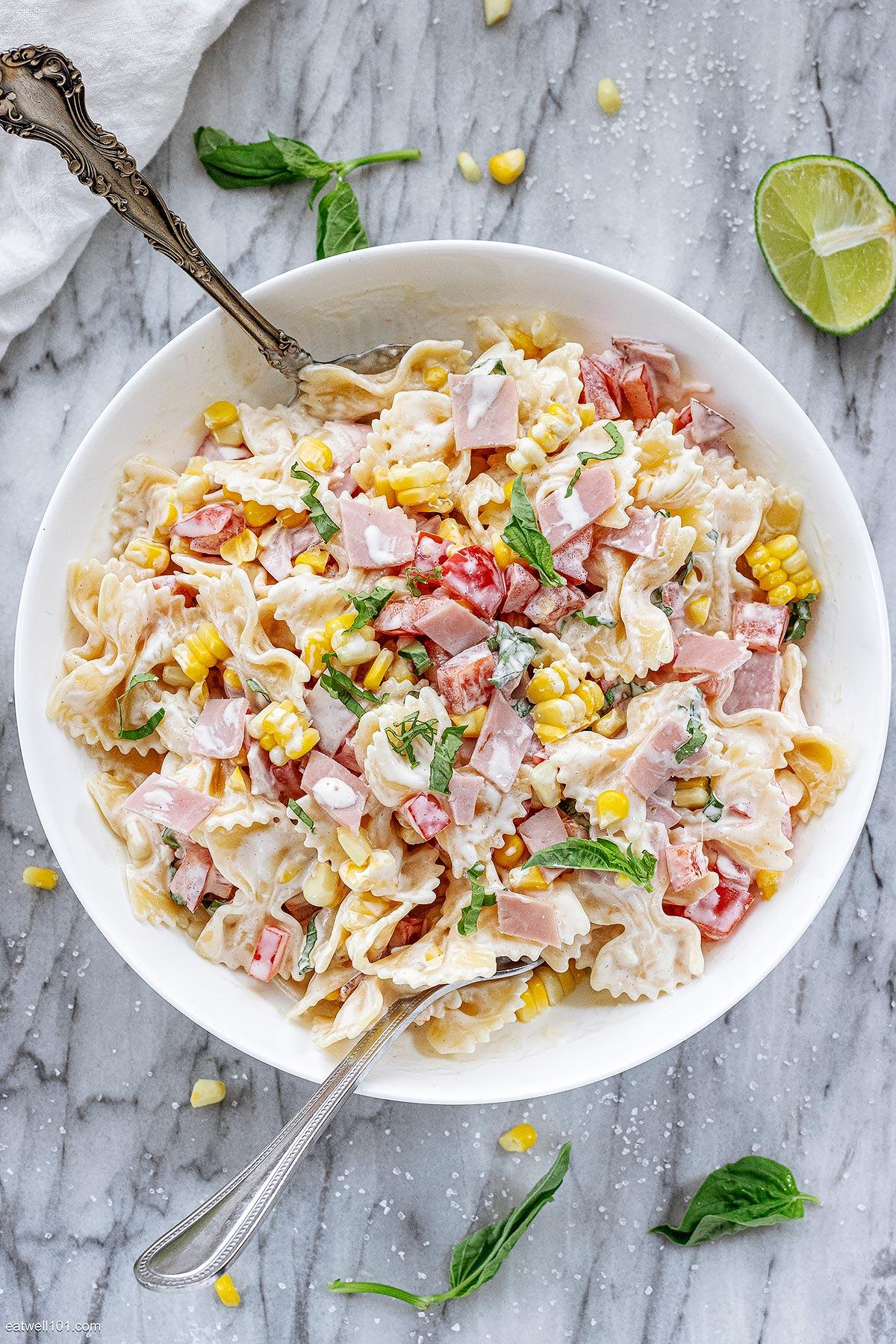 Corn Pasta Salad Recipe With Ham And Creamy Dressing Creamy Pasta Salad Recipe — Eatwell101