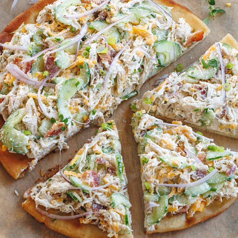 Bacon Ranch Chicken Salad on Grilled Flatbread Recipe – Chicken Ranch ...