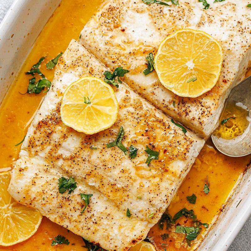 Baked Fish Recipe with Lemon Garlic Butter Sauce — Eatwell101