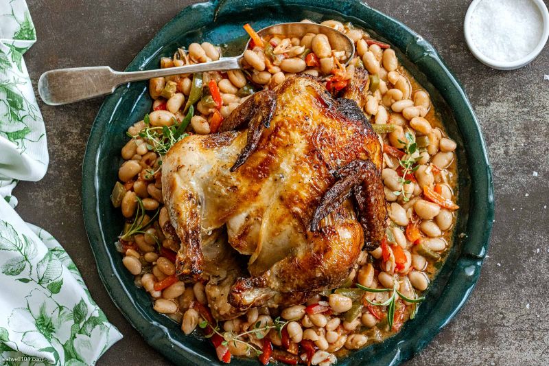 Roasted Chicken Recipe with White Beans – Oven Roasted Chicken Recipe ...