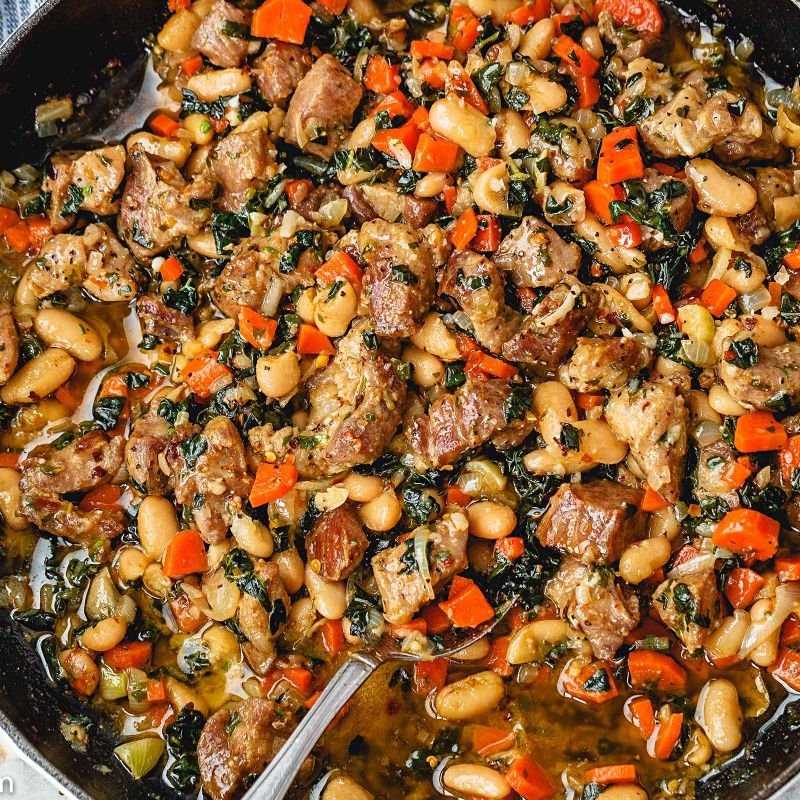 Braised Pork Recipe with Kale and Beans – One-Pot Braised Pork — Eatwell101