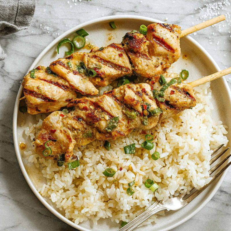 Honey Garlic Chicken Kabobs Recipe with Rice — Eatwell101
